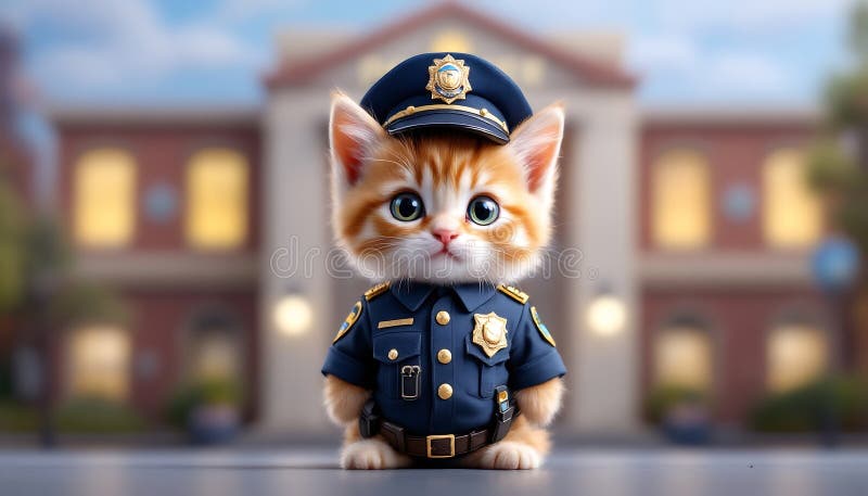 Adorable Kitten Police Officer: Cute Police Cat in Uniform - Stock ...