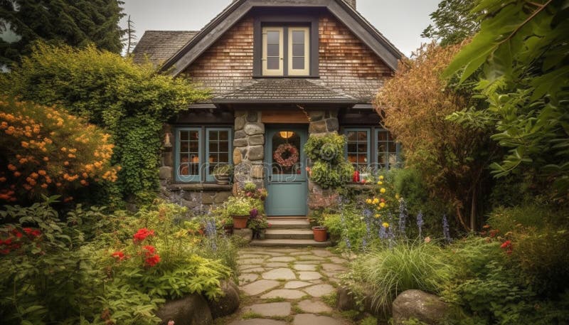 Charming Cottage with Modern Design, Surrounded by Lush Greenery ...