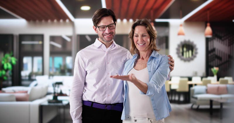 Charming Couple Proud New Homeowners Stock Image - Image of house ...