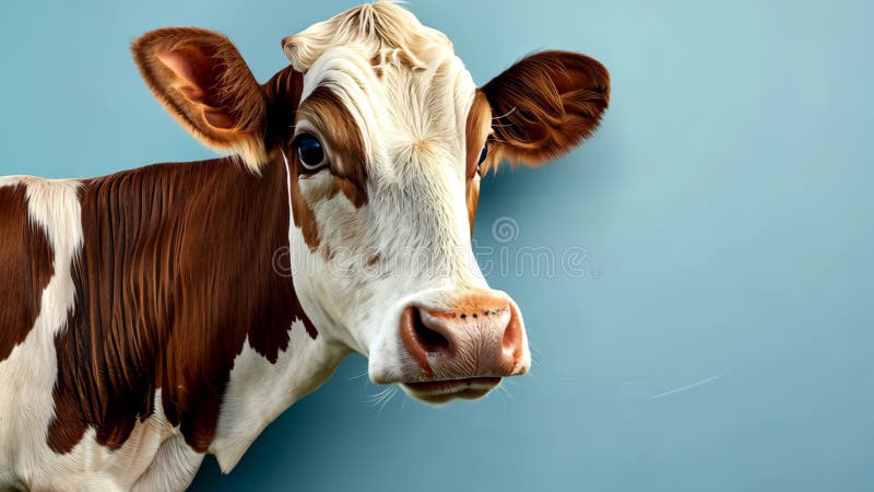 A Charming Cow Character Poses Against a Solid Backdrop, Ideal for ...