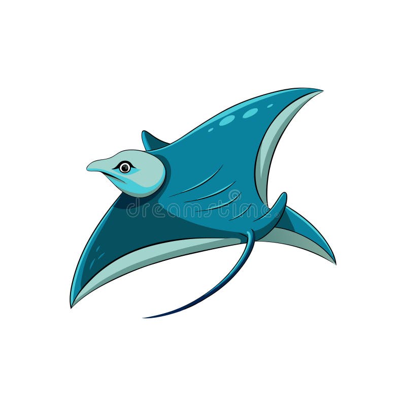 Charming Cownose Ray in Aquatic Environment Art Stock Illustration ...