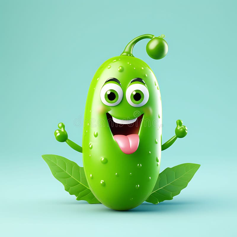 Charming Cucumber: 3D Render of a Cute Cucumber Isolated Against a ...