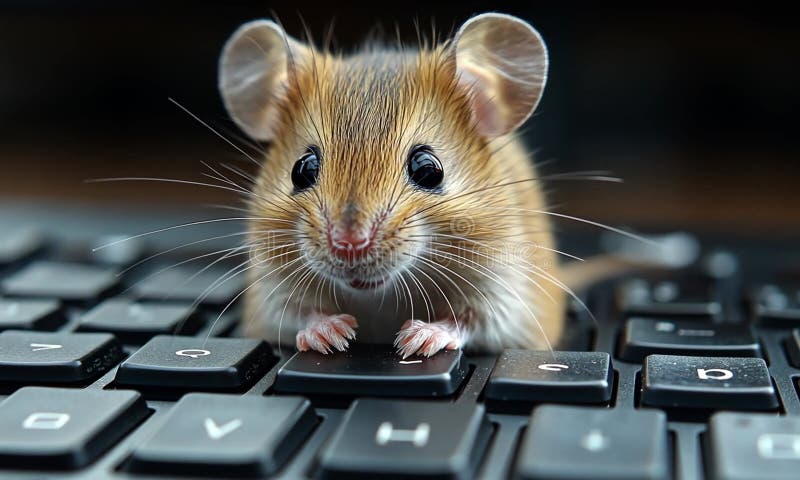 Adorable Mouse on Computer Keyboard: a Cute Close-Up Stock Video ...
