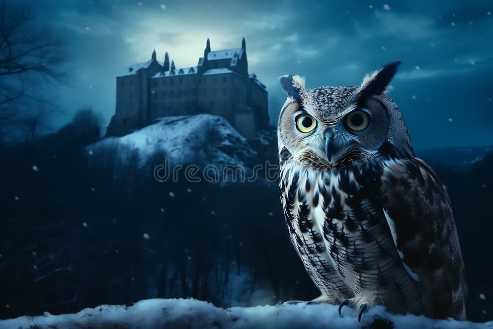 A Charming and Curious Owl with Wide Eyes Peering through the Trees. AI ...