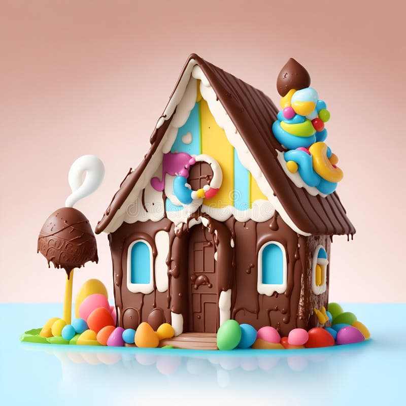 The Charming Cute Chocolate House Vibrant Colors. Generative Ai Stock ...
