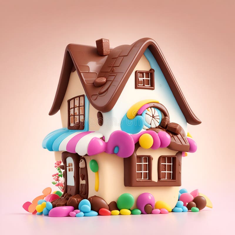 The Charming Cute Chocolate House Vibrant Colors. Generative Ai Stock ...