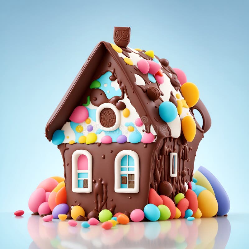 The Charming Cute Chocolate House Vibrant Colors. Generative Ai Stock ...