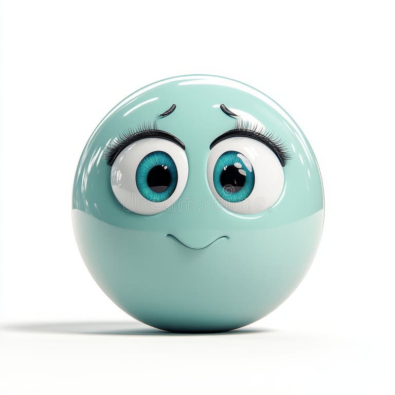 Charming Cute Round Mint-Colored 3D Character with Emotions for ...