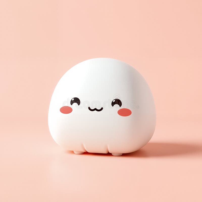 Charming Cute White Character with Smiling Face and Blushing Cheeks on ...