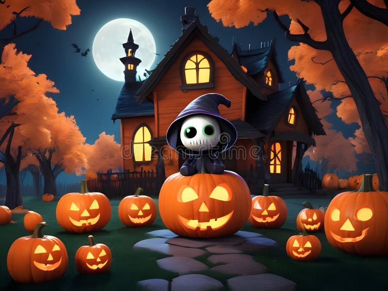 Charming 3d Animation with Playful Halloween Monsters Stock ...
