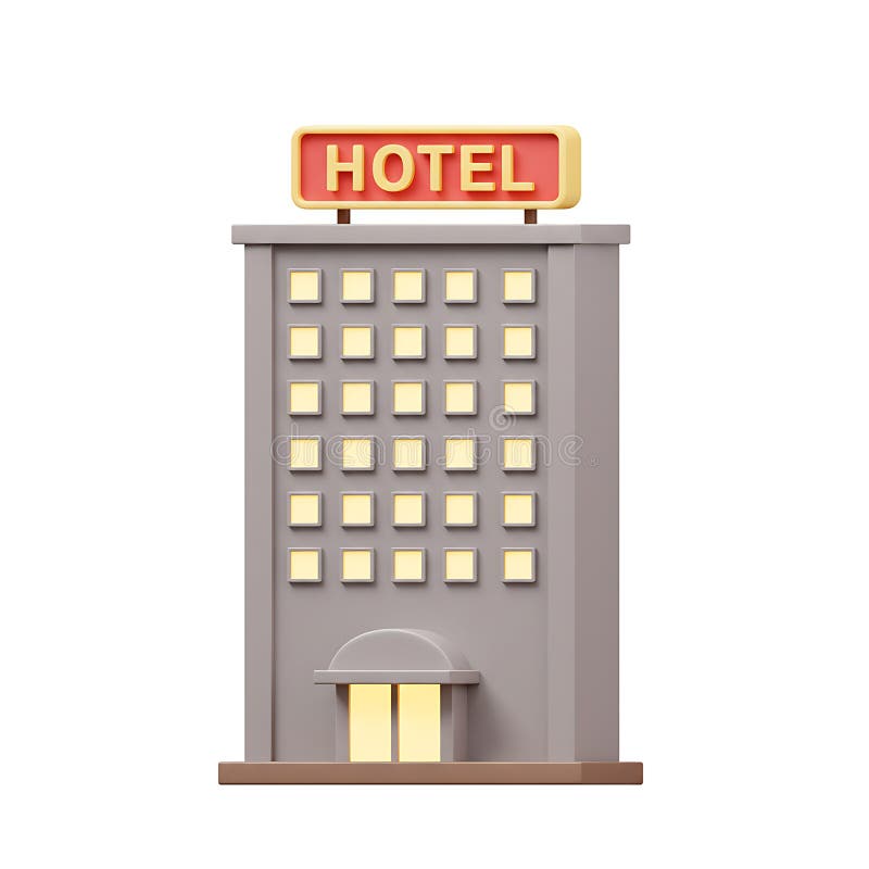 A Charming 3D Model of a Modern Hotel Building at Night with ...