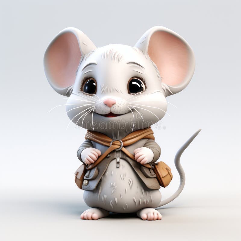 Charming Realism: Cute Mouse 3d Clay Render with Backpack and Coat ...