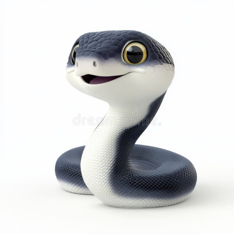 Charming 3D Rende of a Cute Albino Python Showcasing Full Body Isolate ...