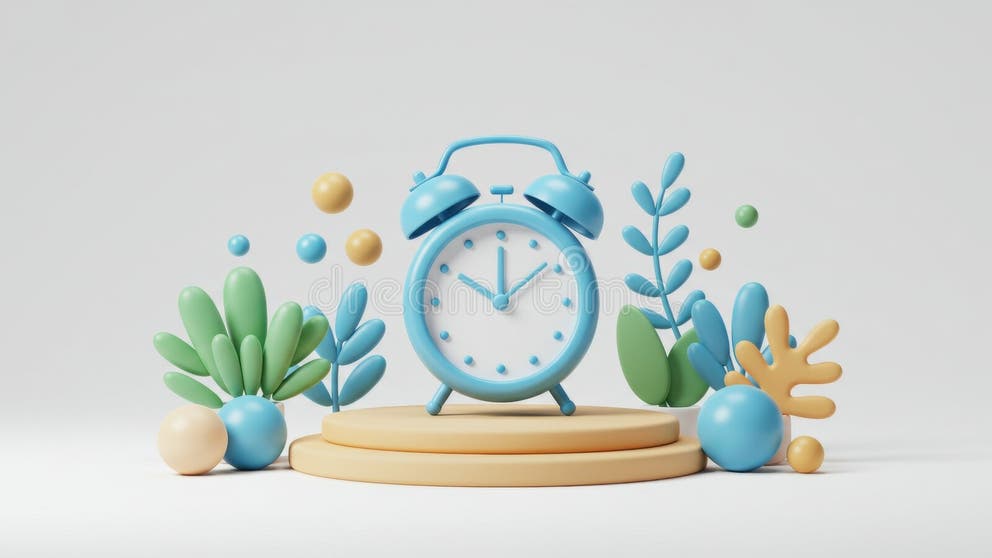 Pastel Alarm Clock Scene stock illustration. Illustration of scene ...