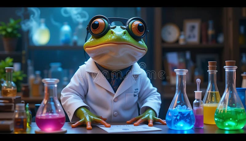 Professor Frog S Laboratory: a Whimsical 3D Render of an Amphibian ...