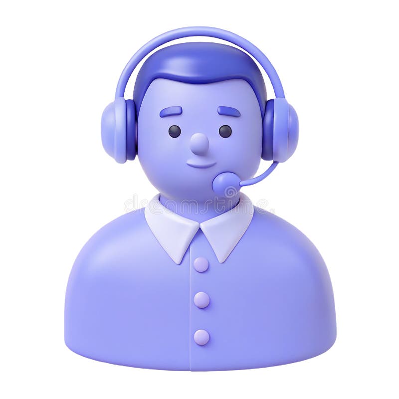 Cute 3d Render of Customer Service Representative with Headset and ...