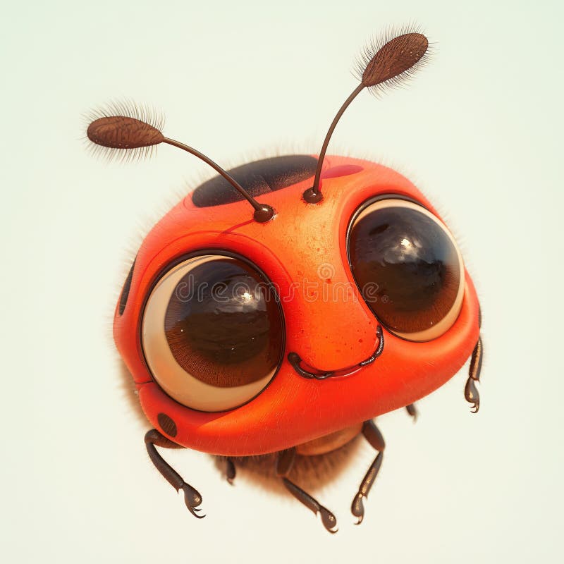 Adorable Cartoon Ladybug Illustration Big Eyes Cute Insect 3D Render AI ...