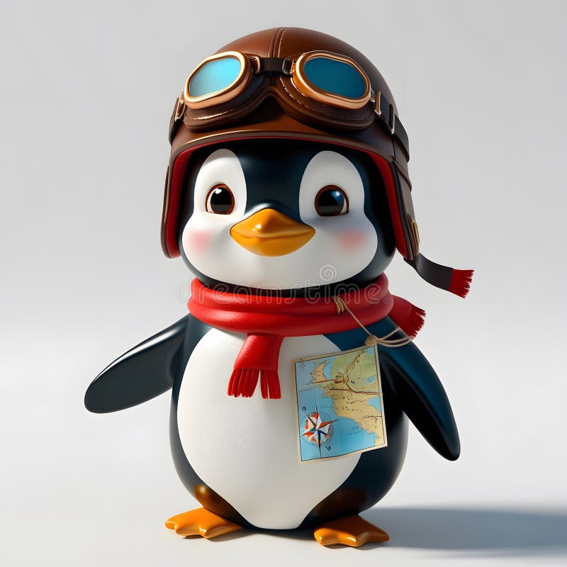 Adorable Penguin Pilot Ready for Adventure: a 3D Render of a Cute ...