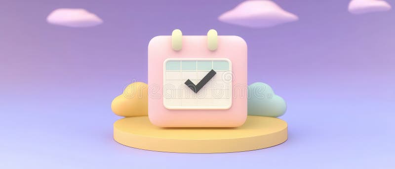 3D Render of Pink Calendar with Checkmark on Pastel Background Task ...