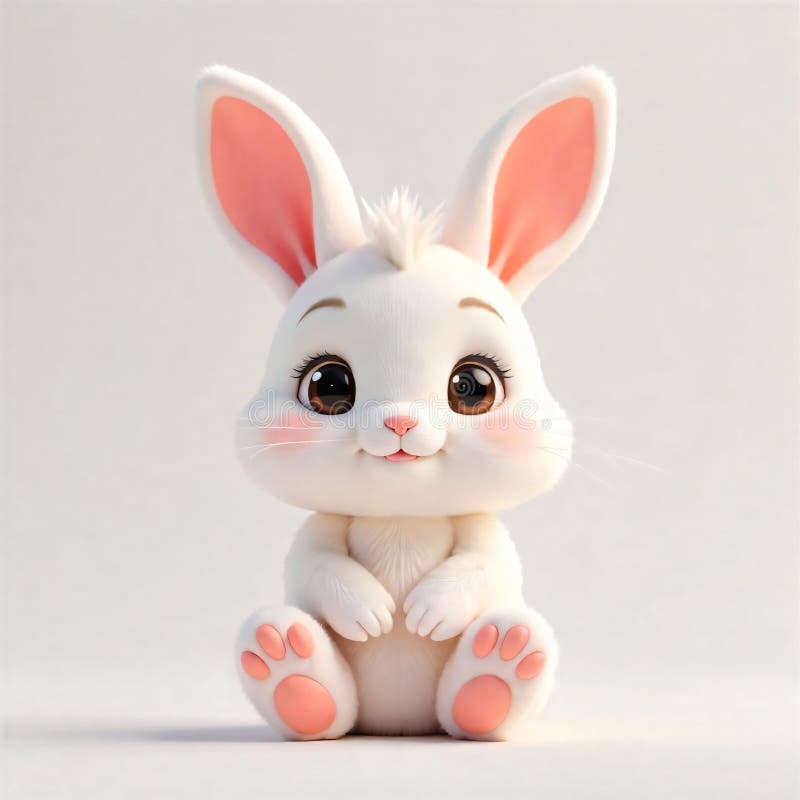 Adorable 3D Render of a Cute White Bunny Rabbit Sitting AI Generated ...