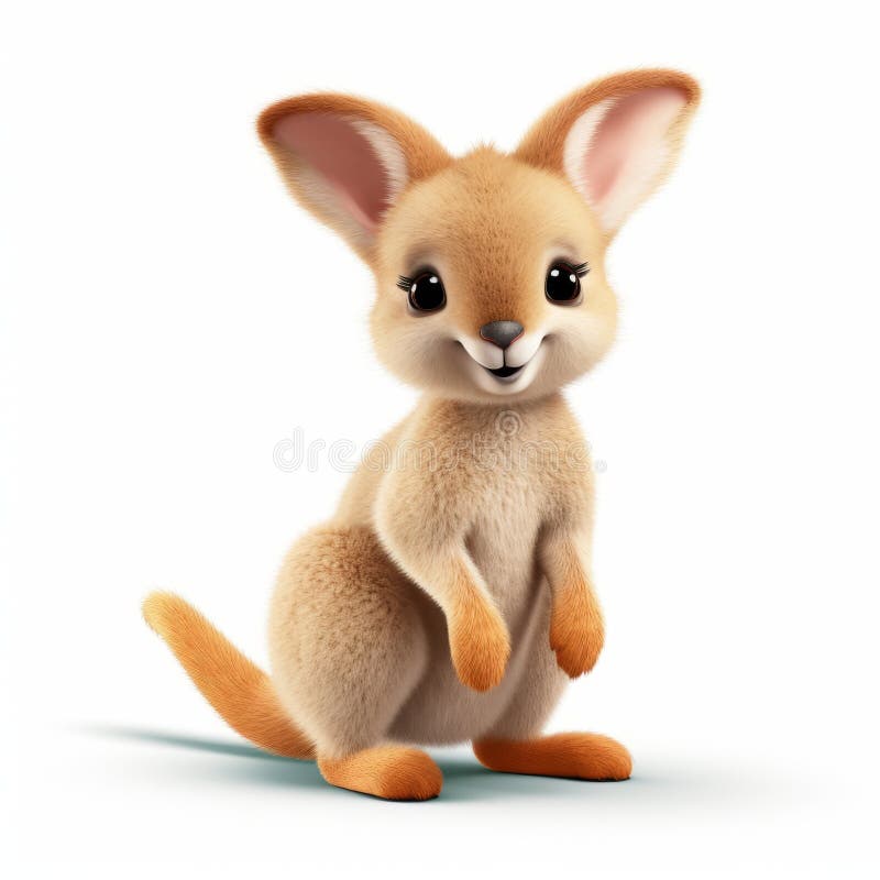 Cute Kangaroo 3d Clay Render: Realistic Cartoon Character Sculpted in ...