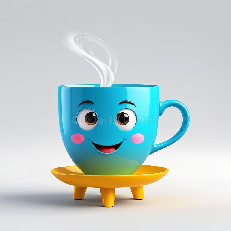 Happy Tea Cup Character stock illustration. Illustration of adorable ...