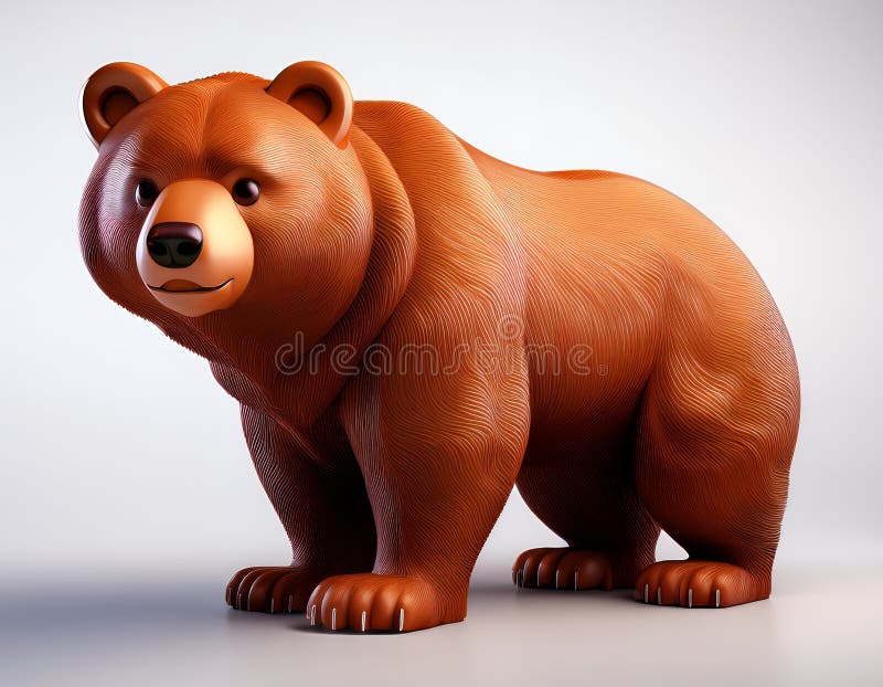 Charming Brown Bear 3D Render Low Poly Pixel Art Stock Illustration ...