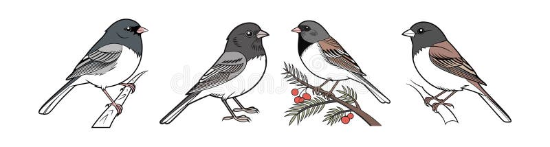Charming Dark-eyed Junco Bird Design Stock Vector - Illustration of ...