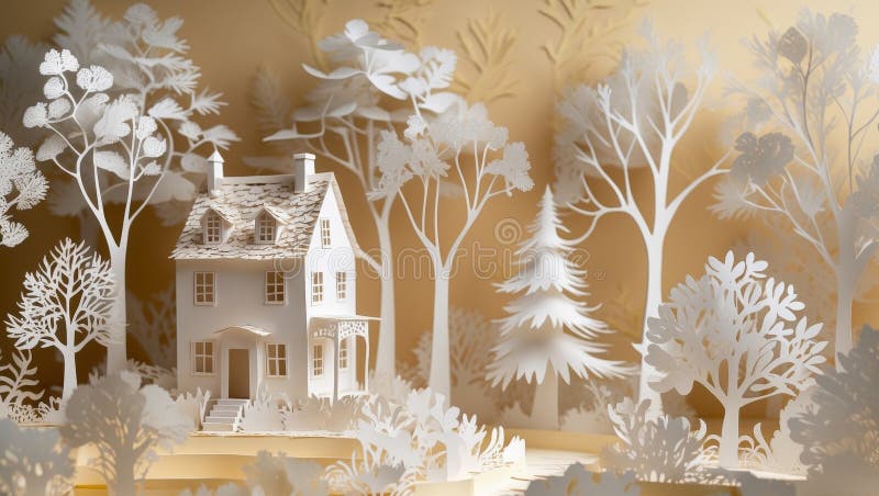 A Charming and Delightful Paper Cut Landscape Featuring a House ...