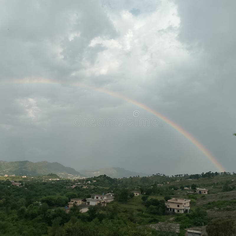 Charming Delightful Scene Rainbow Rain Stock Photos - Free & Royalty ...