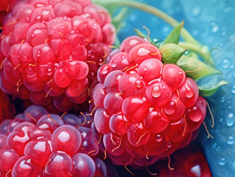 Charming and Delightful Watercolor Painting of a Raspberry Stock ...