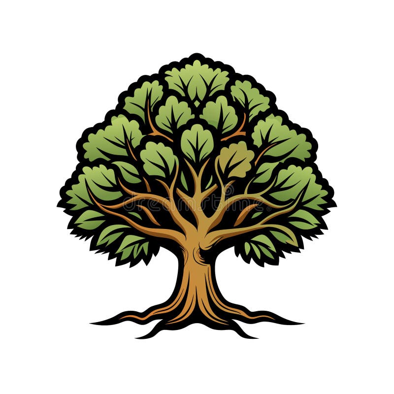 Charming Black Walnut Tree Illustration in Bold Outline Stock ...