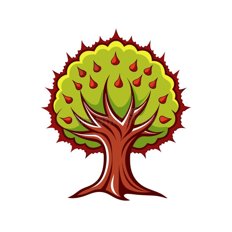 Charming Chestnut Tree Illustration with Strong Outline Stock ...