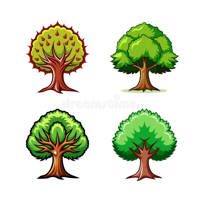 Charming Chestnut Tree Illustration with Strong Outline Stock Vector ...