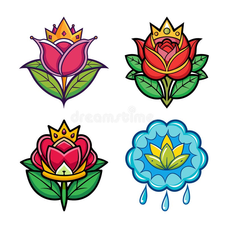 Charming Queen Flower Design Stock Vector - Illustration of modern ...