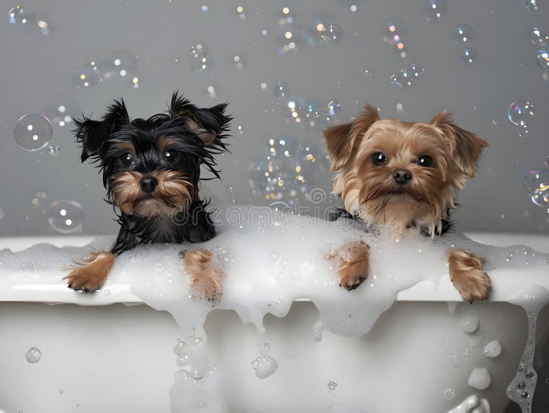 Charming Dogs Play in Bubbles in a Studio Setting Generative AI Stock ...