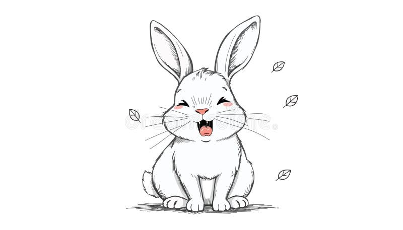 Charming Drawing of Friendly Rabbit Yawning Generated with AI Stock ...