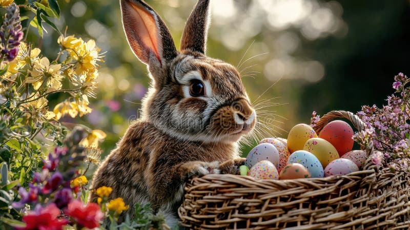 Easter Bunny Basket Dyed Eggs Spring Greenery Stock Photos - Free ...