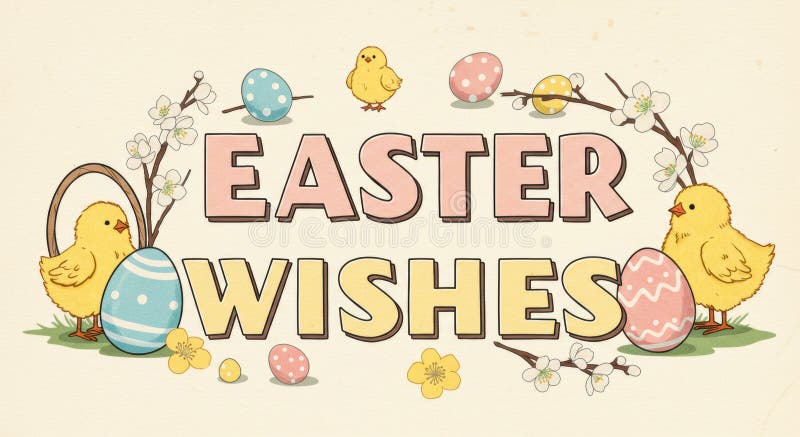 Charming Easter Wishes with Pastel Eggs and Cute Chicks Amidst Spring ...