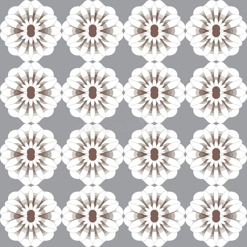 Charming and Elegant Repeating Flower Pattern in White, Brown, and Gray ...