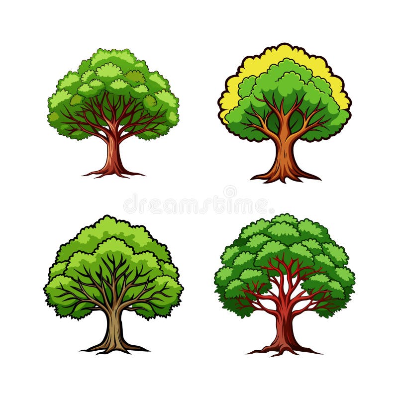 Charming Elm Tree Design with Bold Outline Stock Vector - Illustration ...