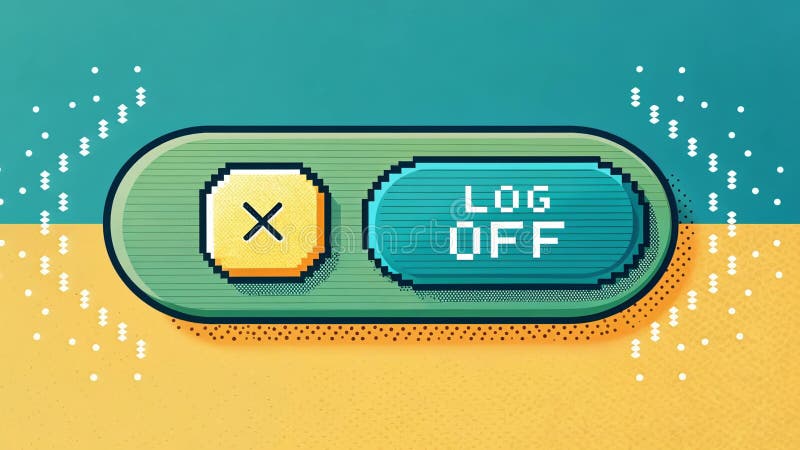 Charming Exit Signal an Animated Visual of a Pixelated Log Off Button ...