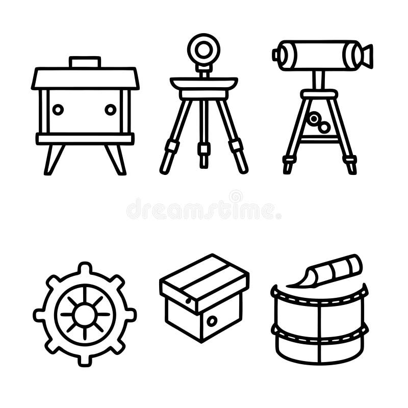 Charming Exploration Station Icons Stock Illustration - Illustration of ...