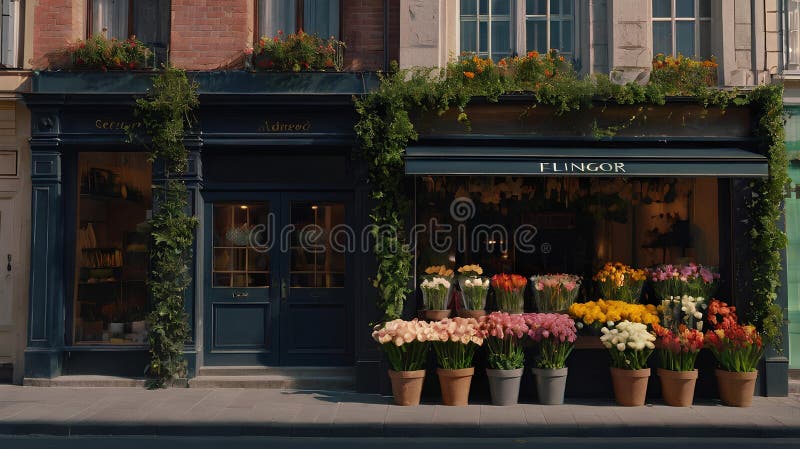 The Charming Facade of a Flower Shop with an Inviting Display of Potted ...