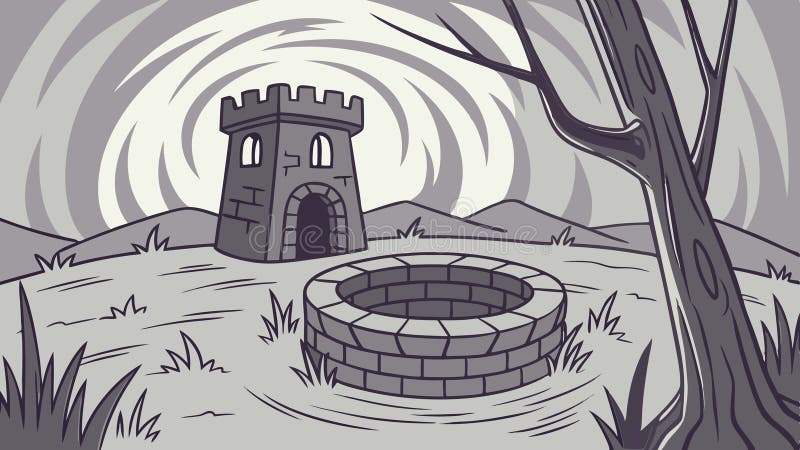 Ancient Well in Historic Castle Courtyard, Vector Design Generative AI ...