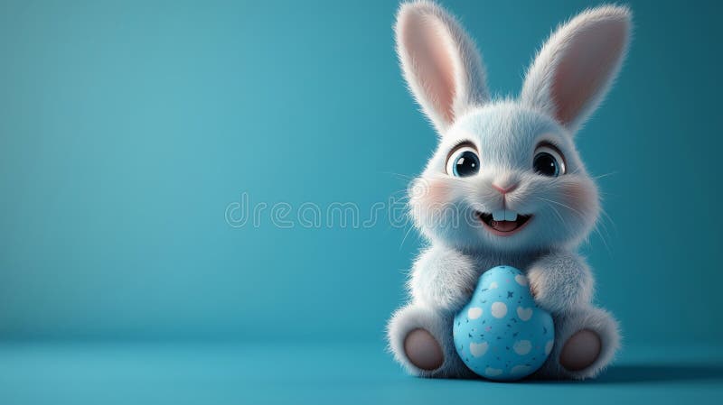 Charming Fluffy Bunny Blue Egg Vibrant Setting Stock Photos - Free ...