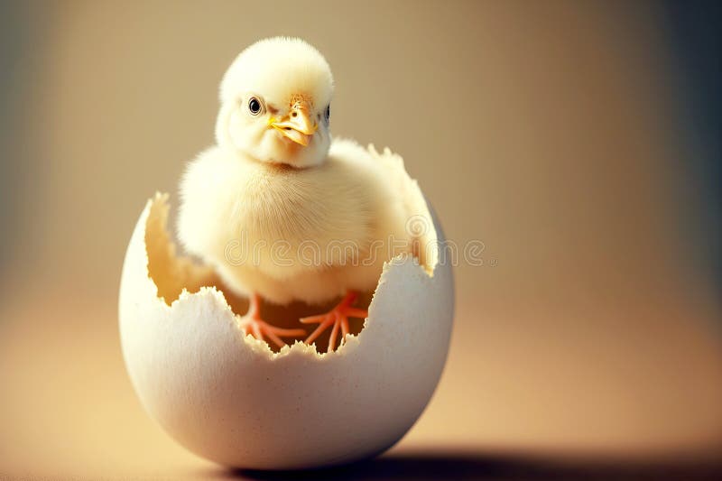 Charming Fluffy Chicks Just Hatched from Egg Stock Illustration ...