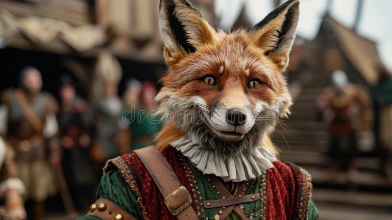 Charming Fox in Medieval Costume Stock Illustration - Illustration of ...