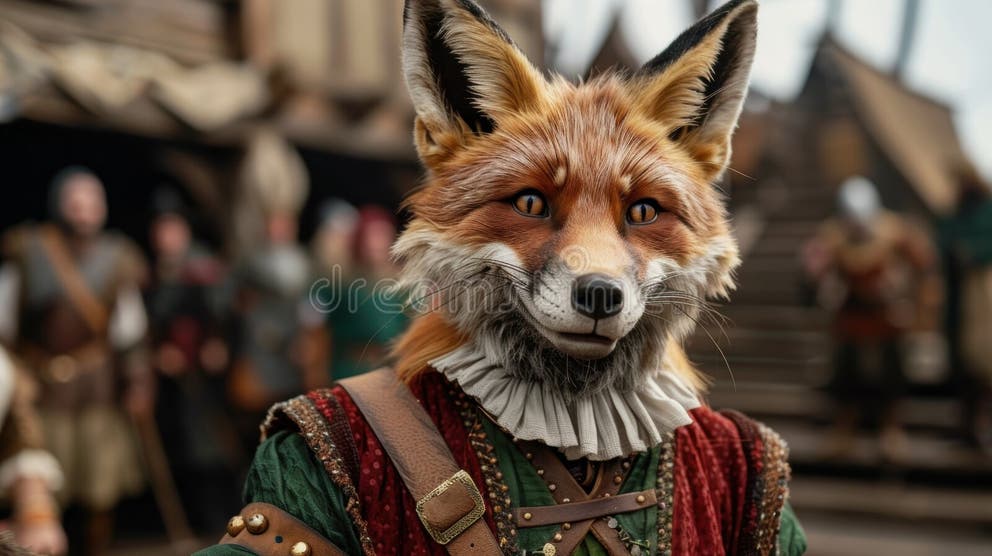 Charming Fox in Medieval Costume Stock Illustration - Illustration of ...