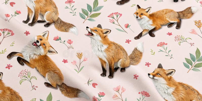 Charming Fox Pattern for Fabric Wallpaper and Design a Seamless Print ...